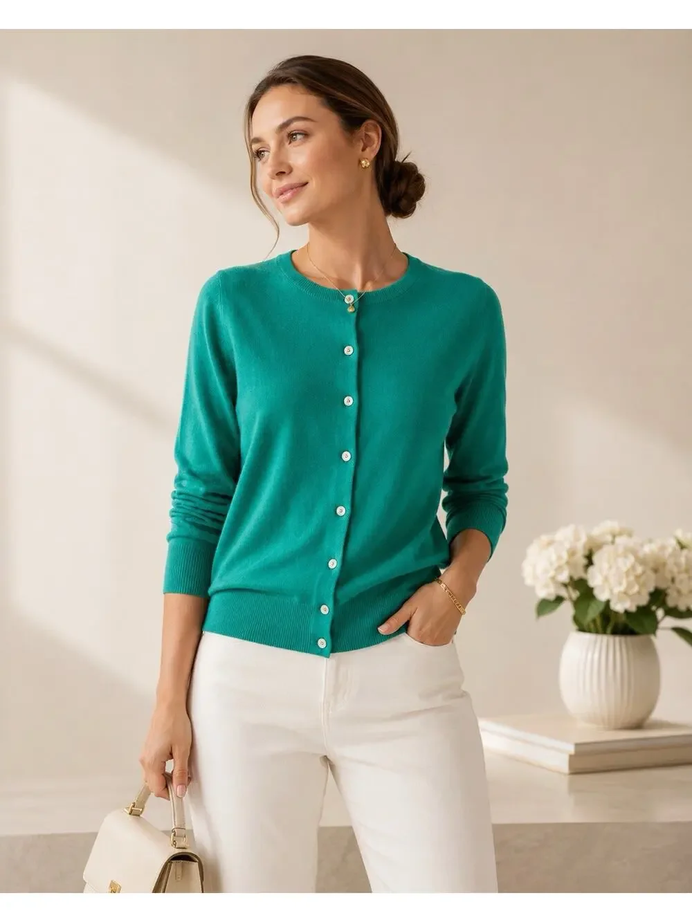 Lands' End | Sweaters | Lands End Womens Cardigan Sweater Medium Blue ...